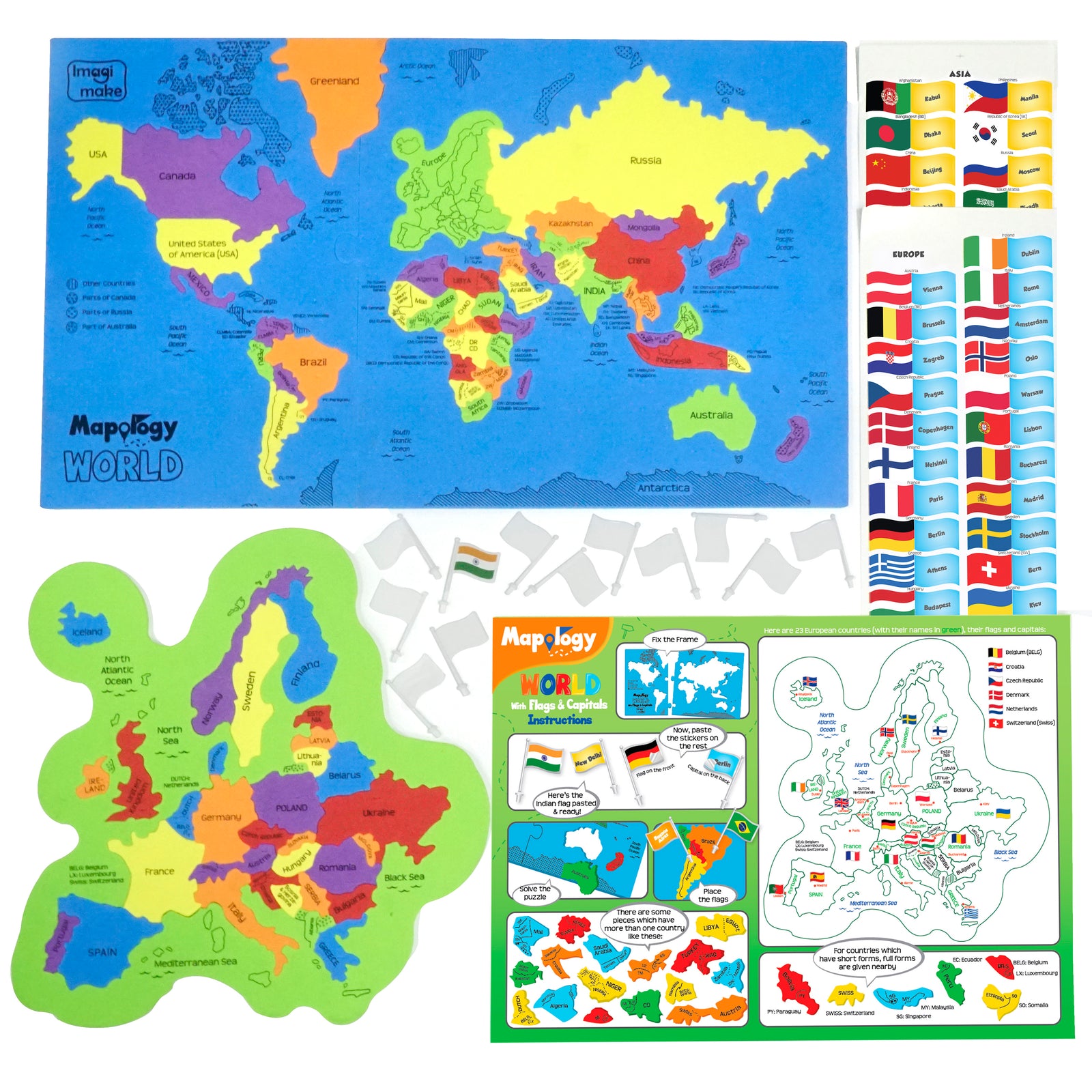 Interactive World Map Puzzle — Learn Countries, Flags & Capitals (Ages ...